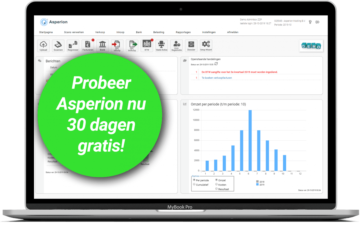 Proefadministratie Asperion - Online boekhouden, facturen én bankieren.